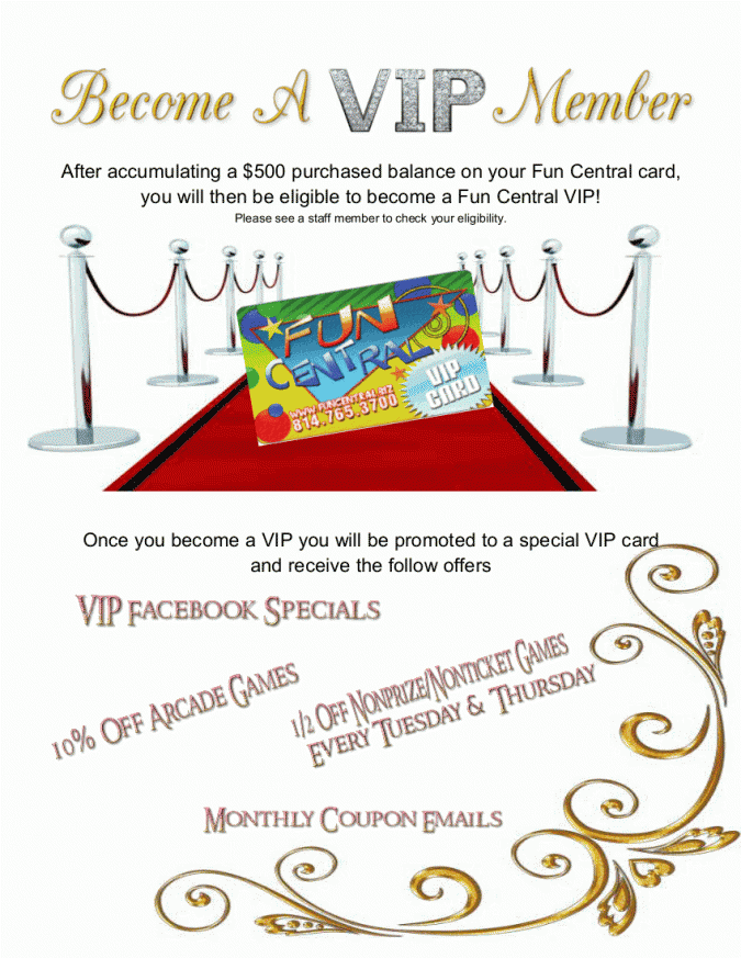 Become A VIP Member | Fun Central, Inc.